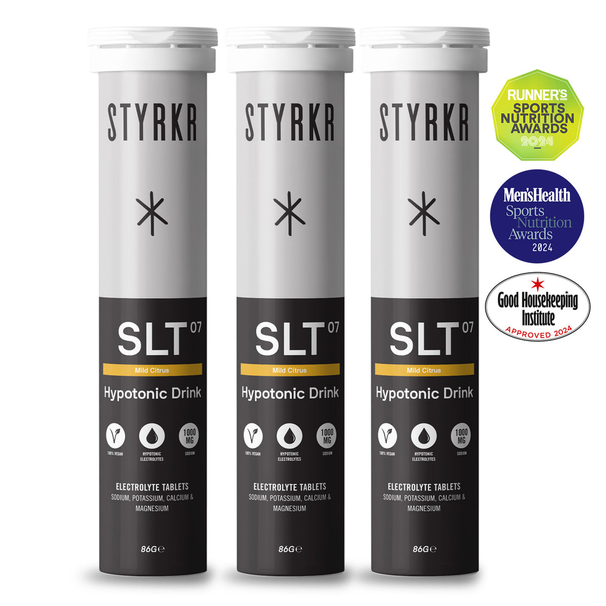 SLT07 Hydration Tablets Mild Citrus 1000MG | 3 Pack | STYRKR